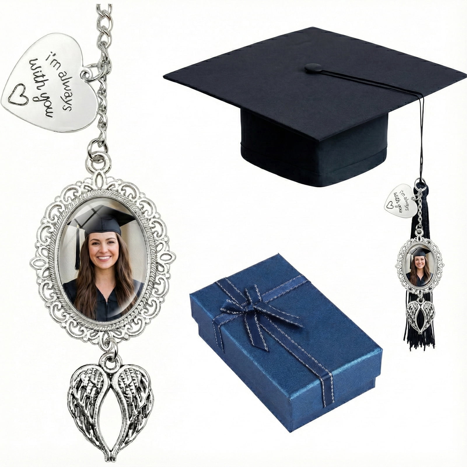 Forfamy 2 Pcs Tassel Charms for Graduation Cap, Silver Graduation ...