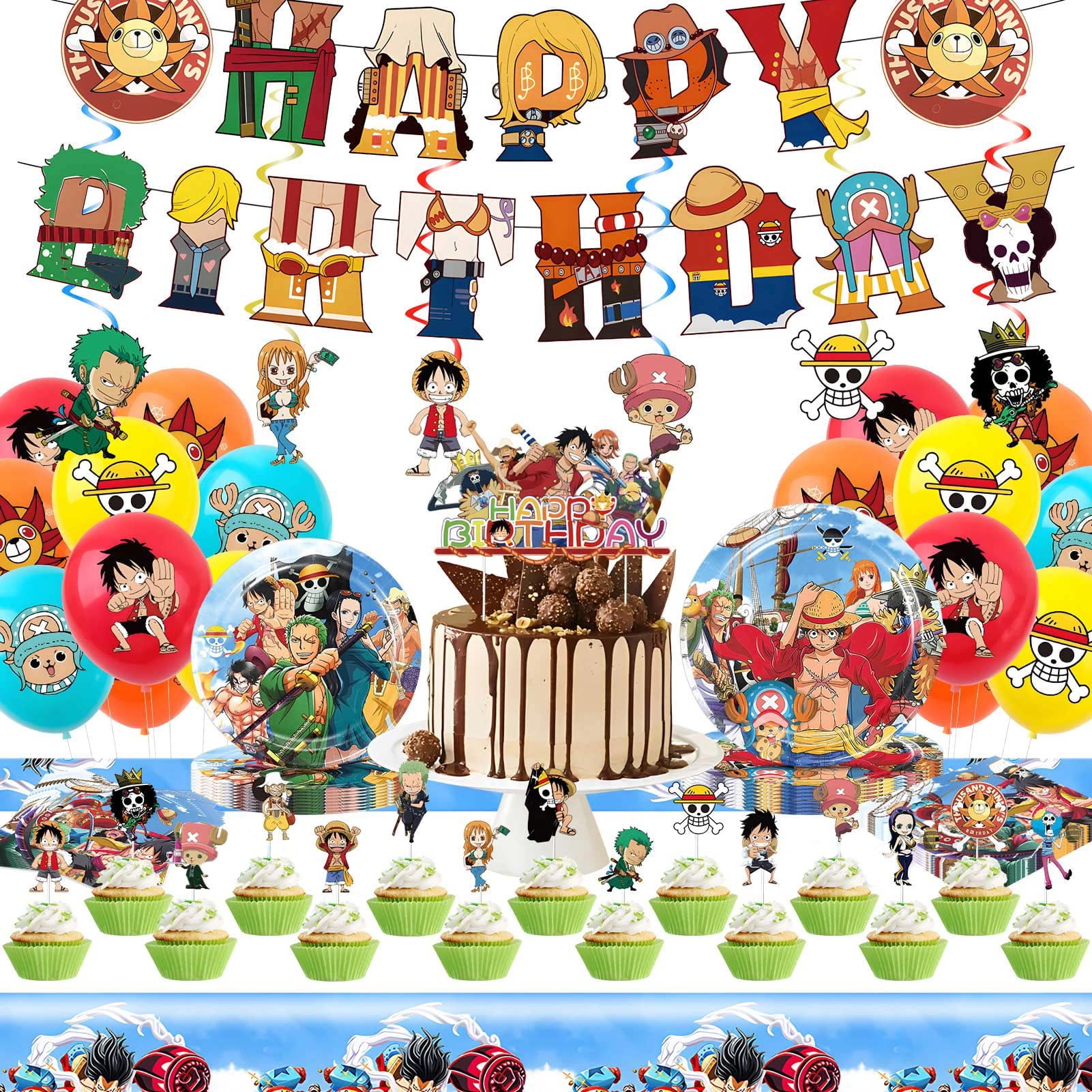 Forfamy 56PCS One Piece Anime Birthday Party Supplies, Decorations Set ...