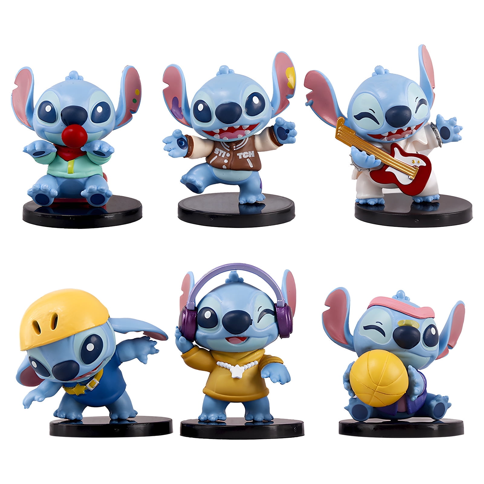 Forfamy 6 Pack Cute Cartoon Birthday Cake Topper, Stitch Cake Toppers ...