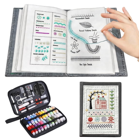 Forfamy Embroidery Stitch Book Kit Upgraded 2026 DIY Hand Embroidery ...