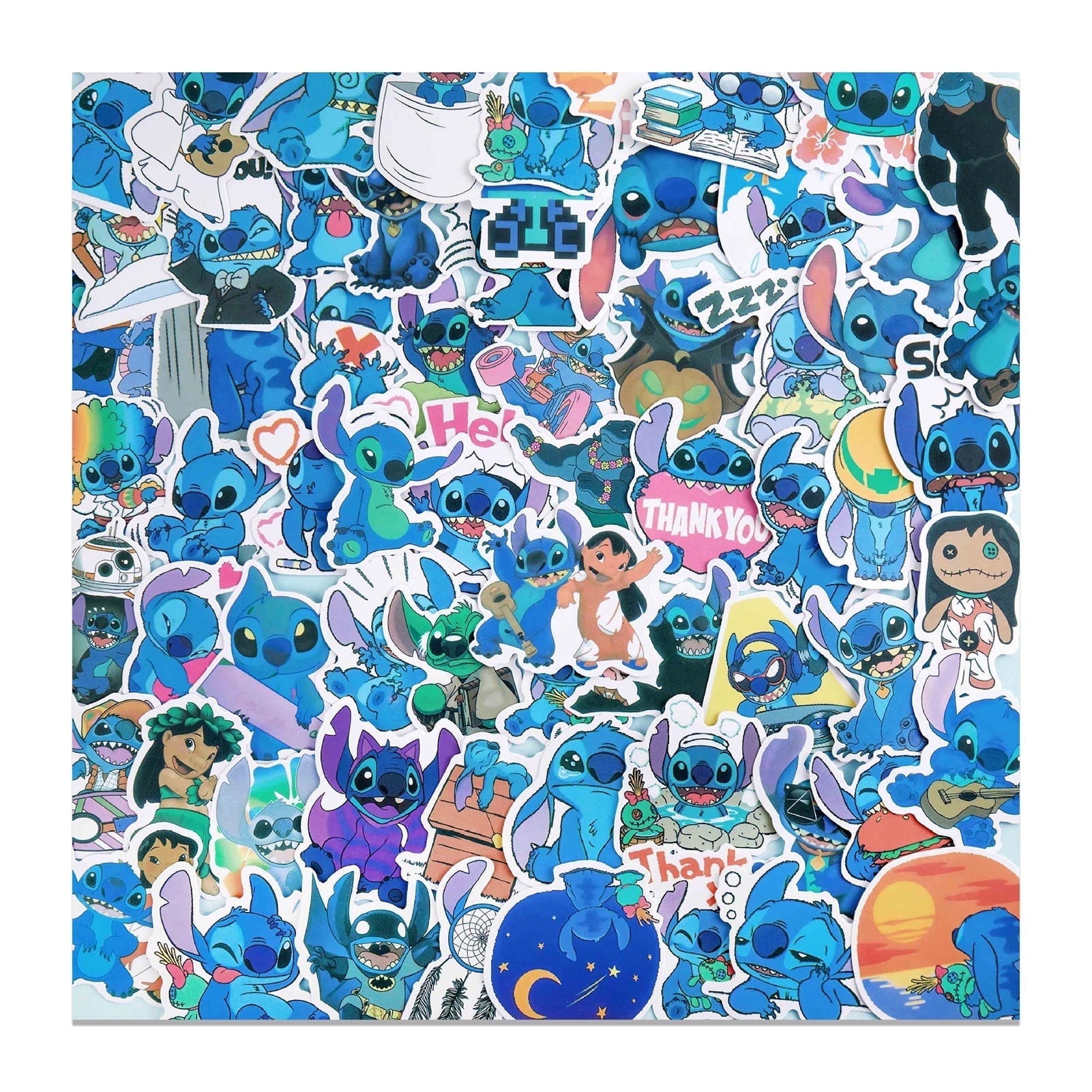 Forfamy 100Pcs Stitch Stickers, Cute Cartoon Stitch Waterproof Vinyl ...