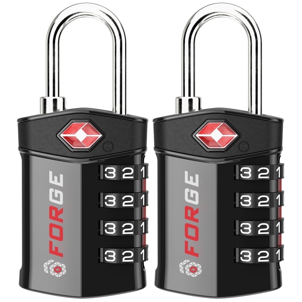 Forge 4 Digit TSA Approved Luggage Lock, 2 Pack Black, Change Your Own ...