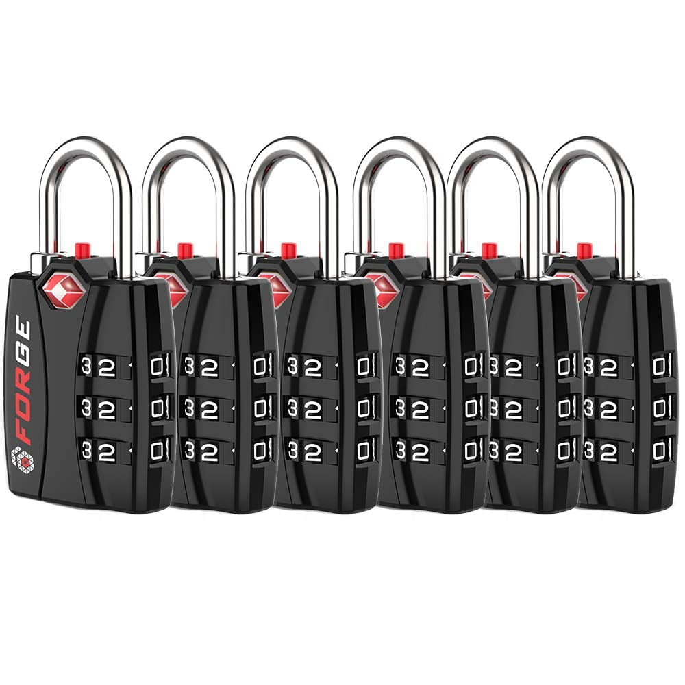 Forge Luggage Locks TSA Approved 6 Pack Black, Small Combination Lock ...