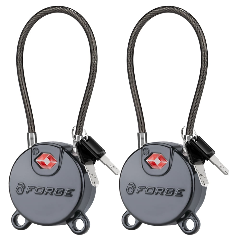 Forge TSA Luggage Cable Key Locks, Black, 2-Pack - Walmart.com