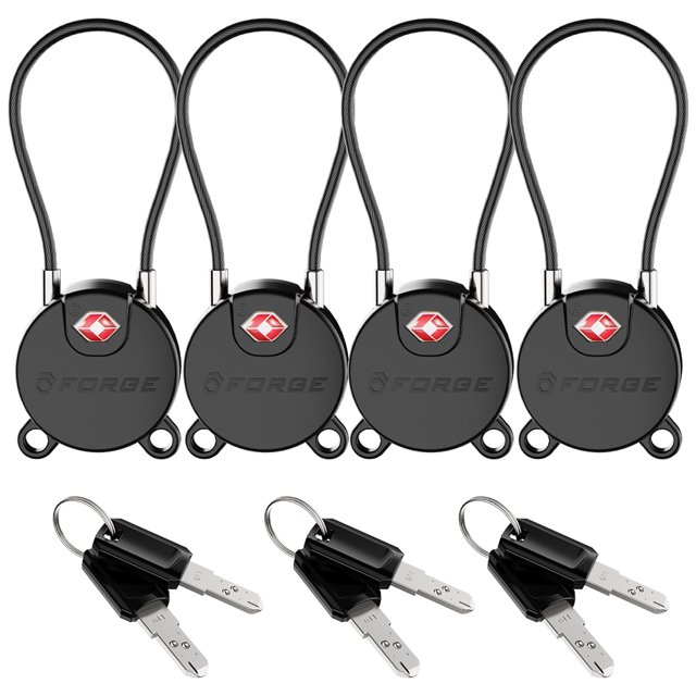Forge TSA Approved Multipack Suitcase Luggage Cable Locks, Ultra-Secure ...