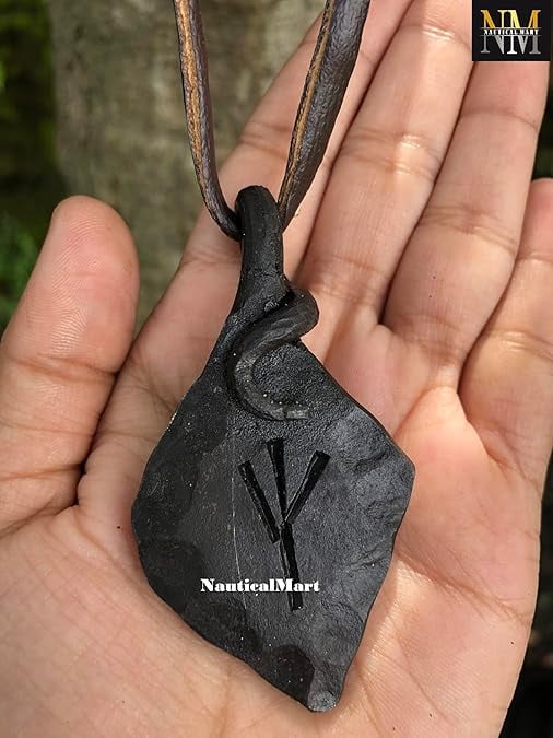 Forged Iron Algiz Elhaz Yr Rune Viking Amulet Runic Nordic Pendant ...