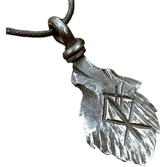 Forged Iron Wolf Head Rune Viking Pendant Amulet Runic Nordic Talisman ...