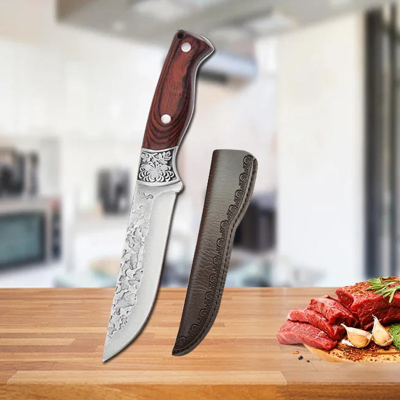 Forged Kitchen Cleaver Knife High Carbon Steel Viking Meat Fish Fruit ...