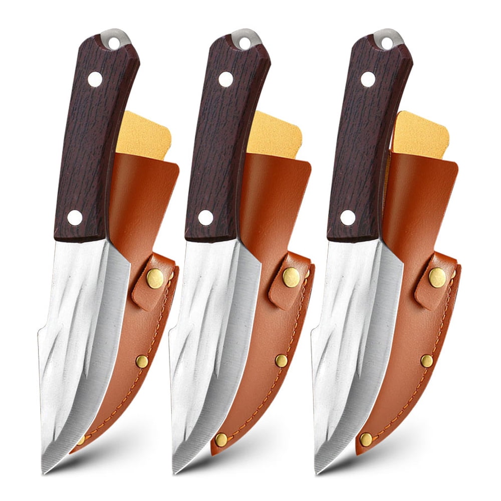 Forged Meat Cleaver Knife 4inch Boning Knife with Sheath Fishing Knife ...