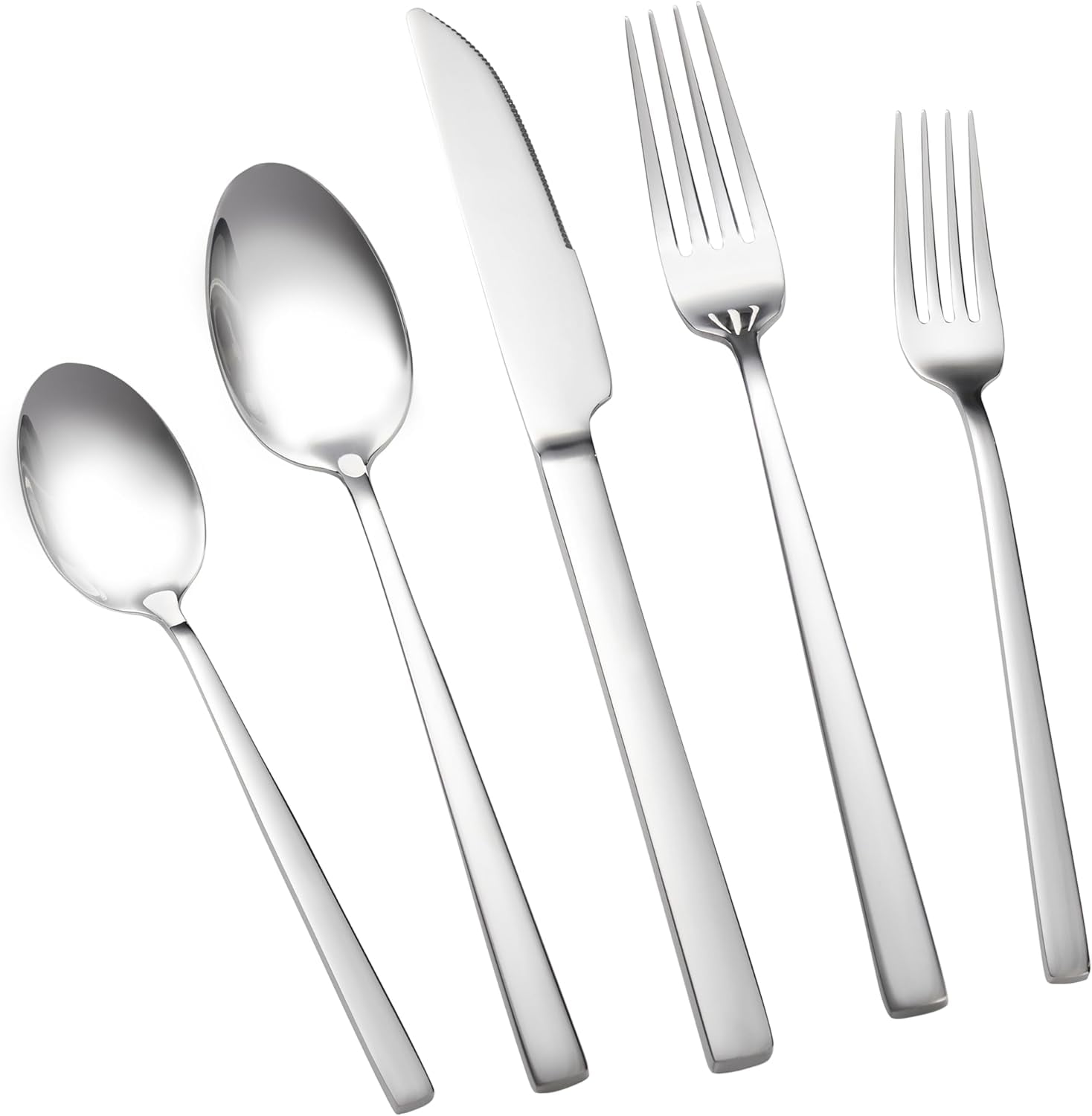 Forged Silverware Set for 8, 40-Piece Stainless Steel Matte Satin ...