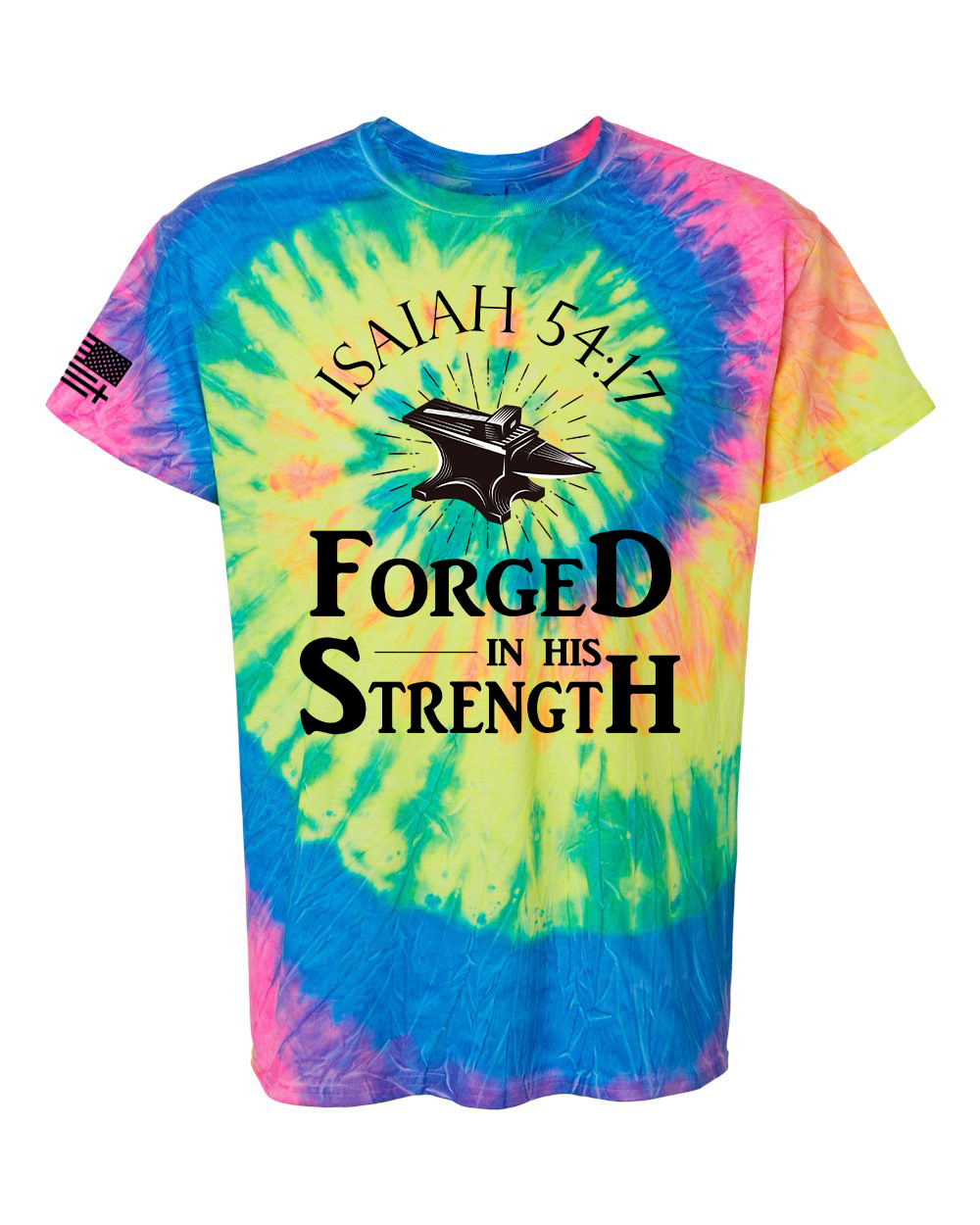 Forged in His Strength Isaiah 54:17 Jesus Mens Christian Short Sleeve T ...