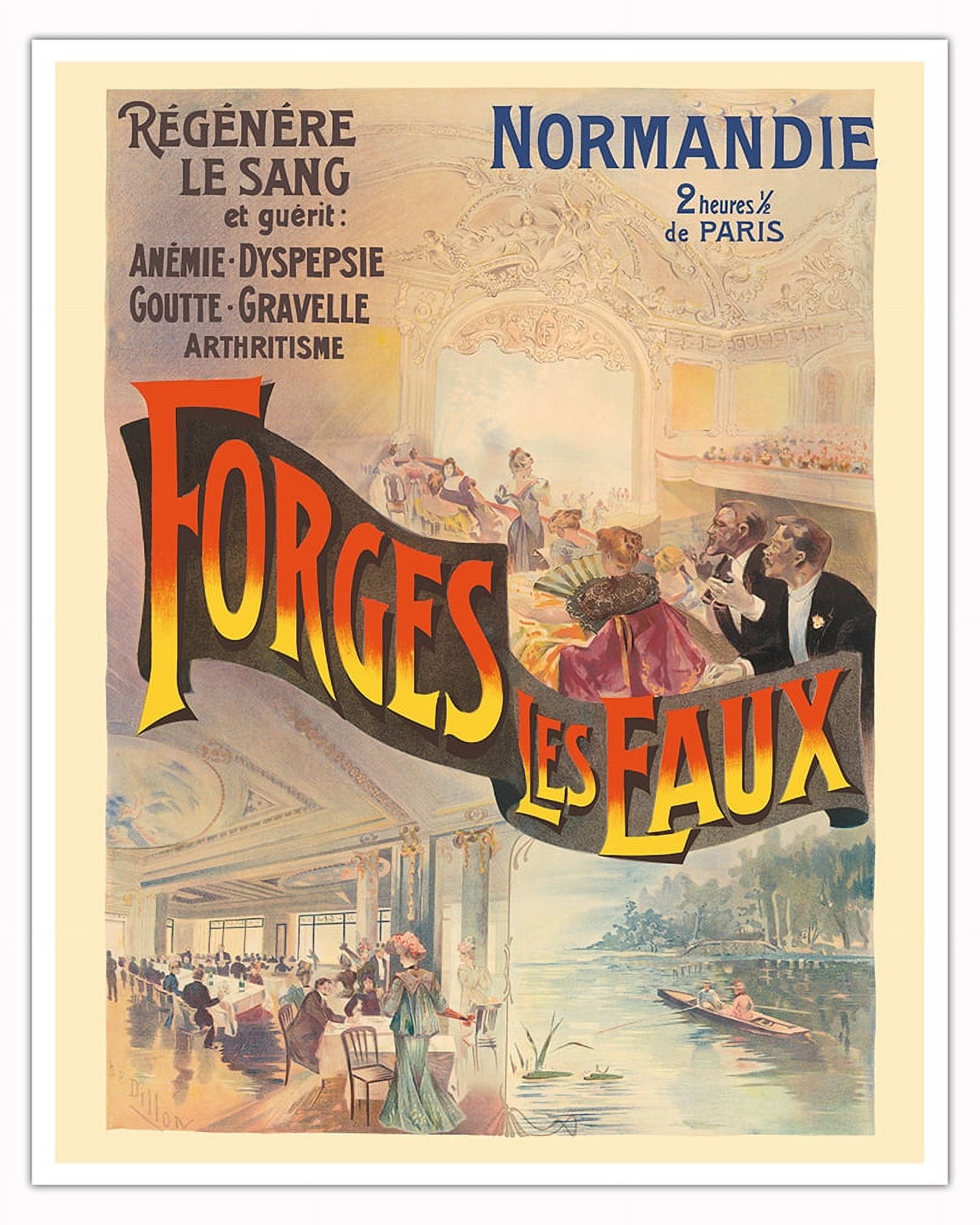 Forges-les-Eaux Normandy France - Spa Town - Vintage Travel Poster by ...