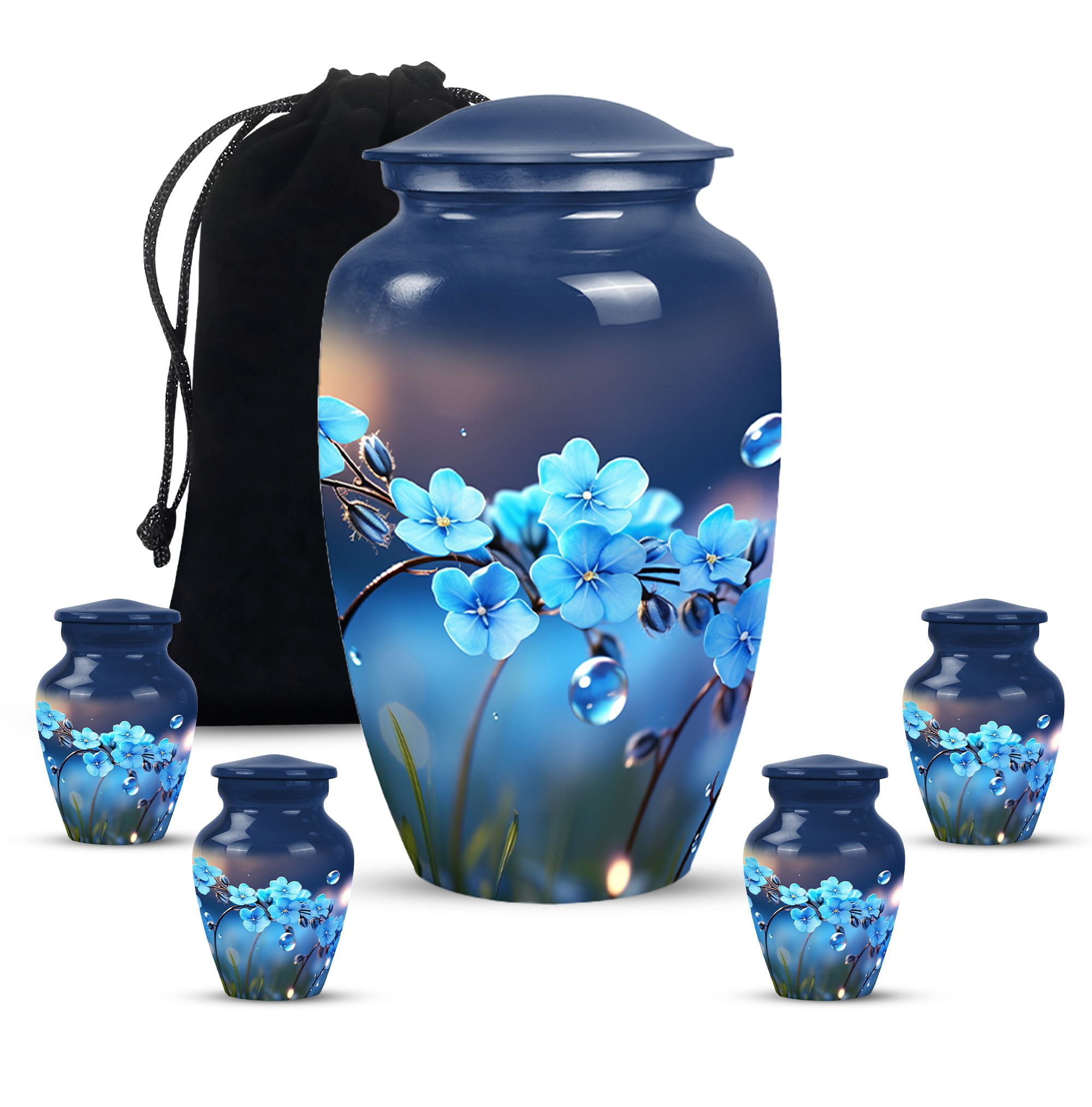Forget Me Blue Flower Burial Large Urns For Human Ashes Adult Dad ...