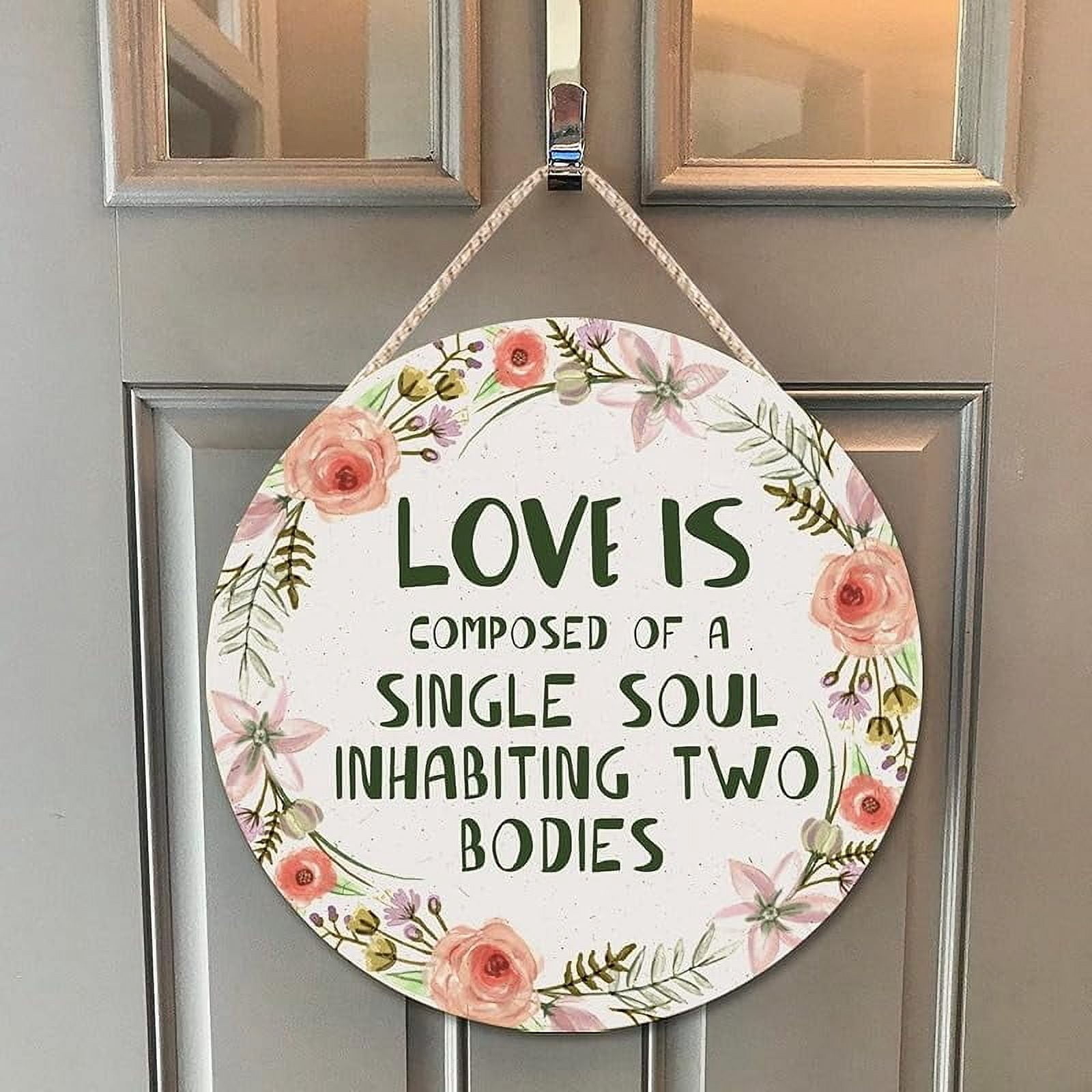 Don't Forget to Love Yourself Vintage Floral Wreath Round Wood Door ...
