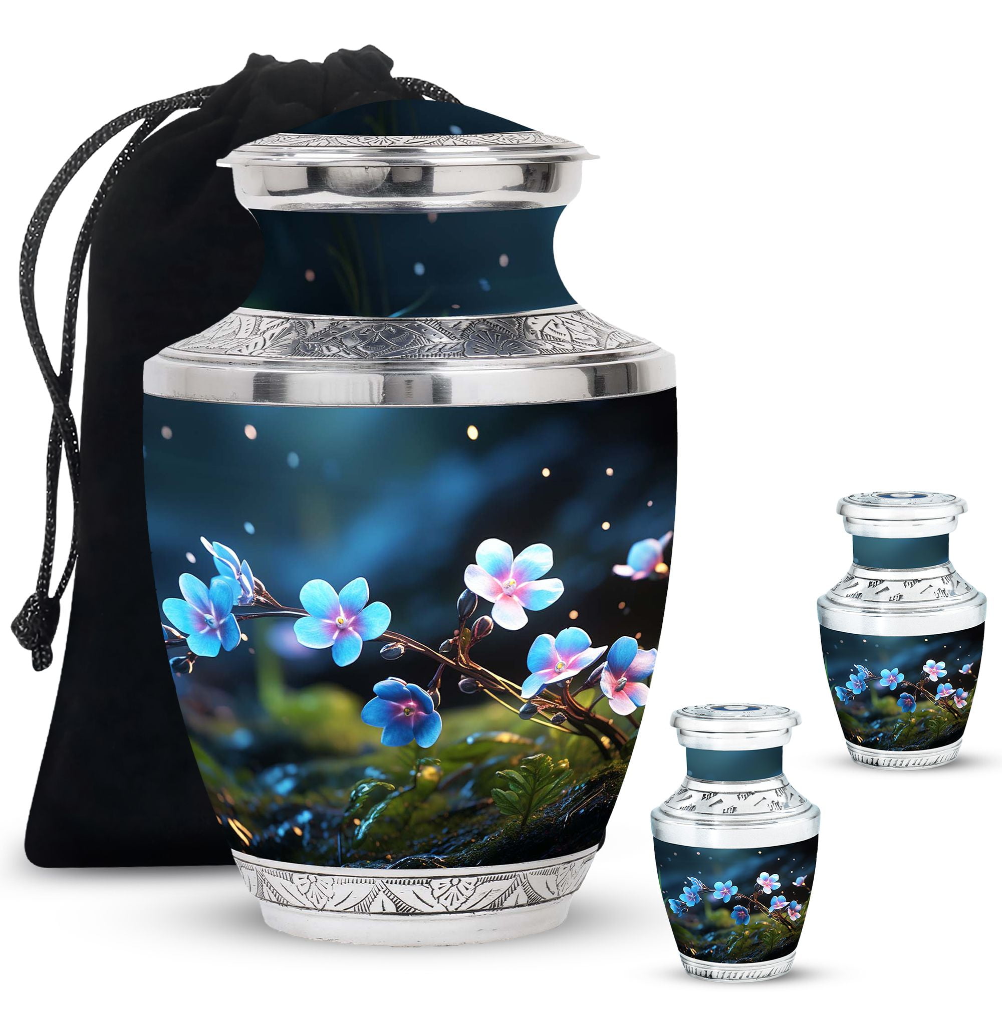Forget Me Magical Flower Handmade Mini Urn For Ashes Adult Male - Burial Large Urns For Human ...