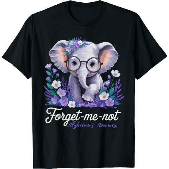 Forget Me Not Alzheimer'S Awareness Elephant Flower T-Shirt, F754 ...