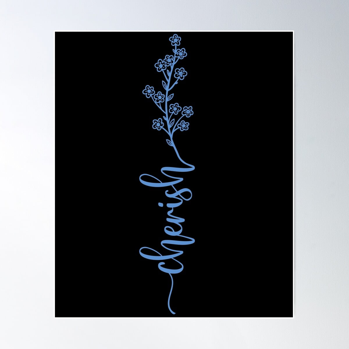 Forget-Me-Not Cherish Blue Serenity Poster Wall Art, Modern Wall Decor For Living Room Bedroom ...