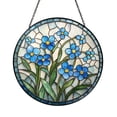 Forget Me Not Flower Round Suncatcher – Stained Glass Style Blue Floral ...