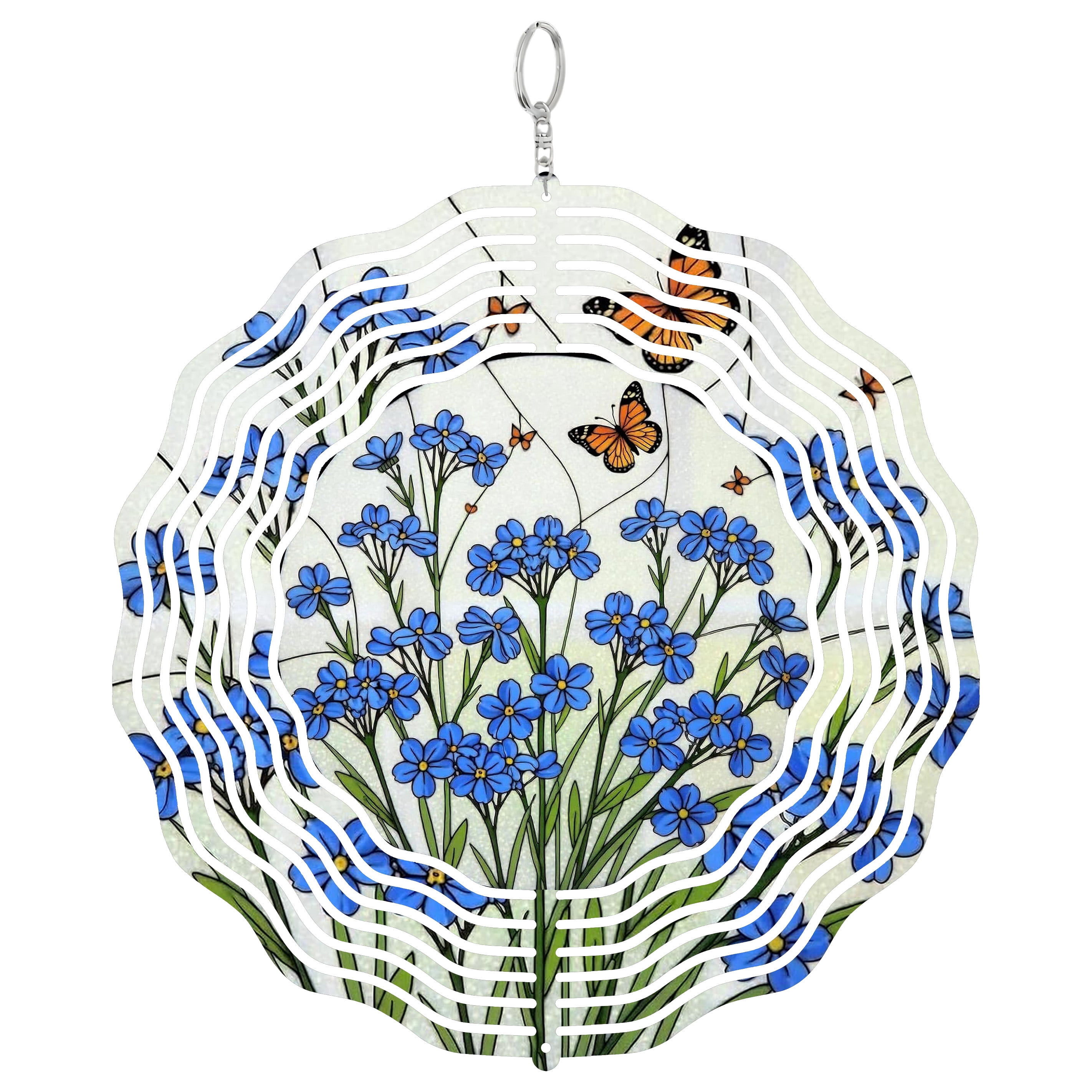 Forget-Me-Not Hand Metal Wind Spinner, Floral Garden Hanging Decor ...