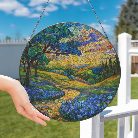 Forget Me Not Meadow Glass Suncatcher, Blue Floral Window Hanging ...
