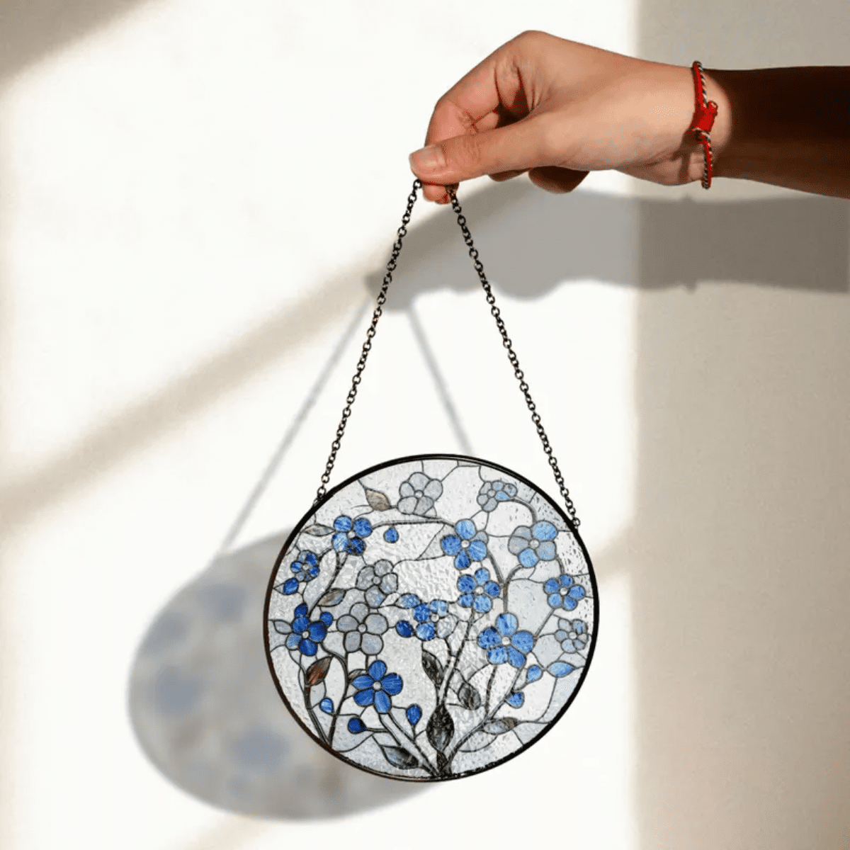 Forget Me Not Stained Glass Suncatcher, Blue Floral Window Hanging ...
