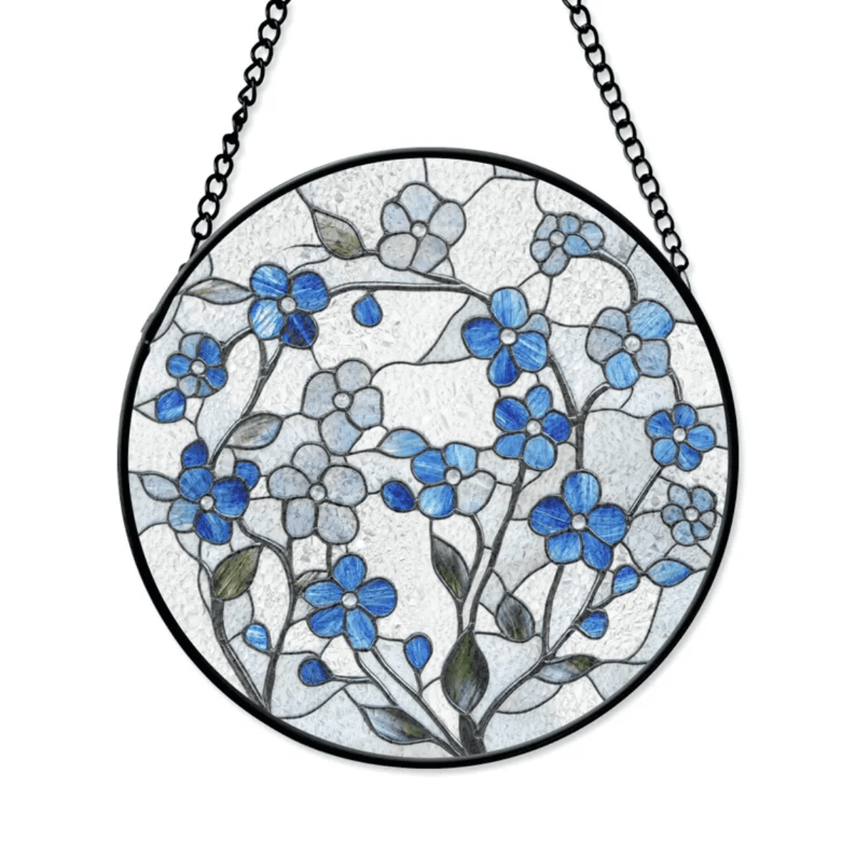 Forget Me Not Stained Glass Suncatcher, Blue Floral Window Hanging ...
