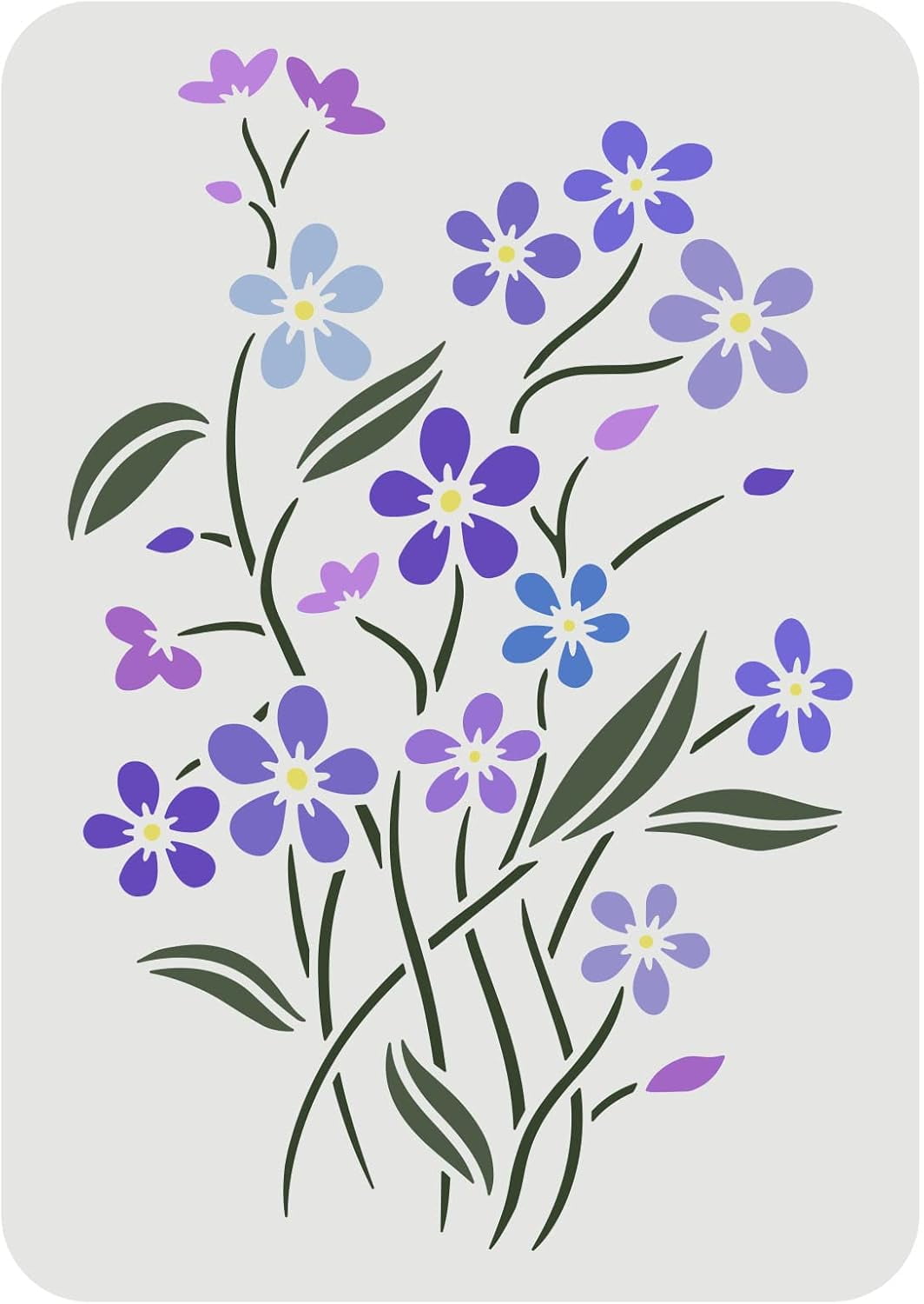 Forget-Me-Not Stencil 11.7x8.3 inch Flowers Drawing Painting Stencils ...