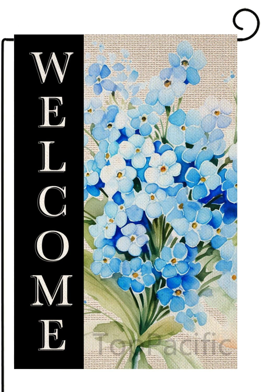 Forget-me-not Flower Spring Welcome Garden Flag for OutdoorIn Double ...