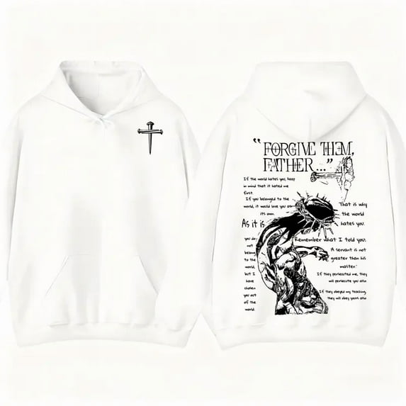 Forgive Them Father Christian Hoodie – Cross & Crown of Thorns Graphic ...