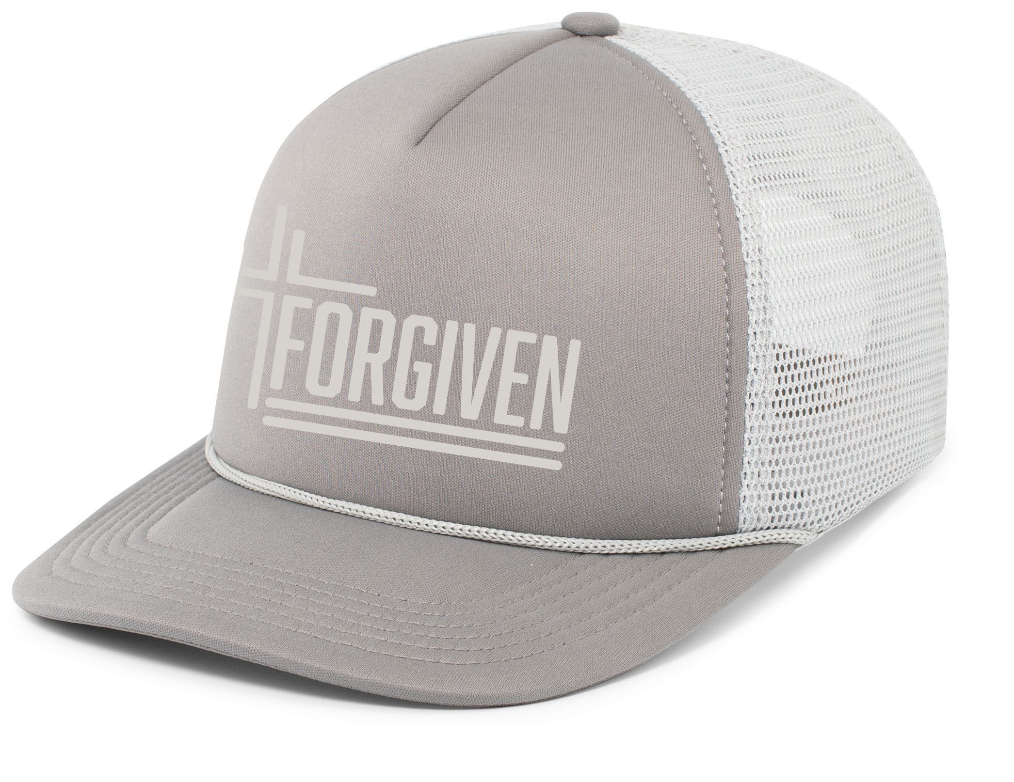 Forgiven Cross Christian Mens Hat Embroidered Foam Front Mesh Rope Back ...