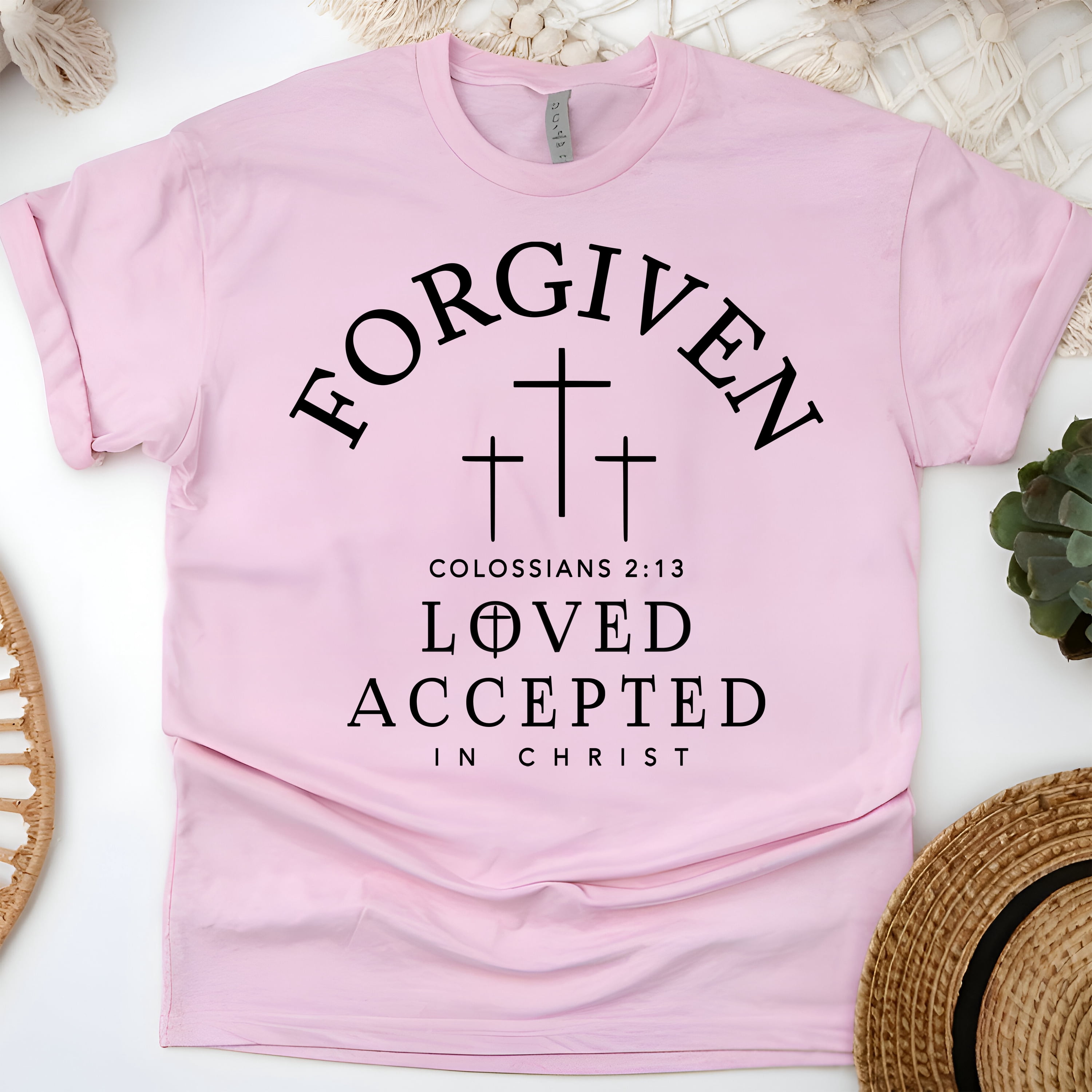 Forgiven Loved Accepted Shirt – Colossians 2:13 Christian Bible Verse ...