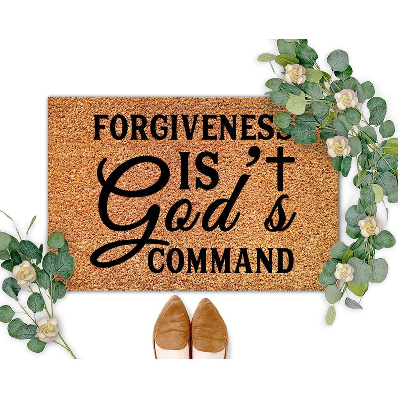 Forgiveness is God's Command Coir Doormat Lettering Quotes Rectangular ...