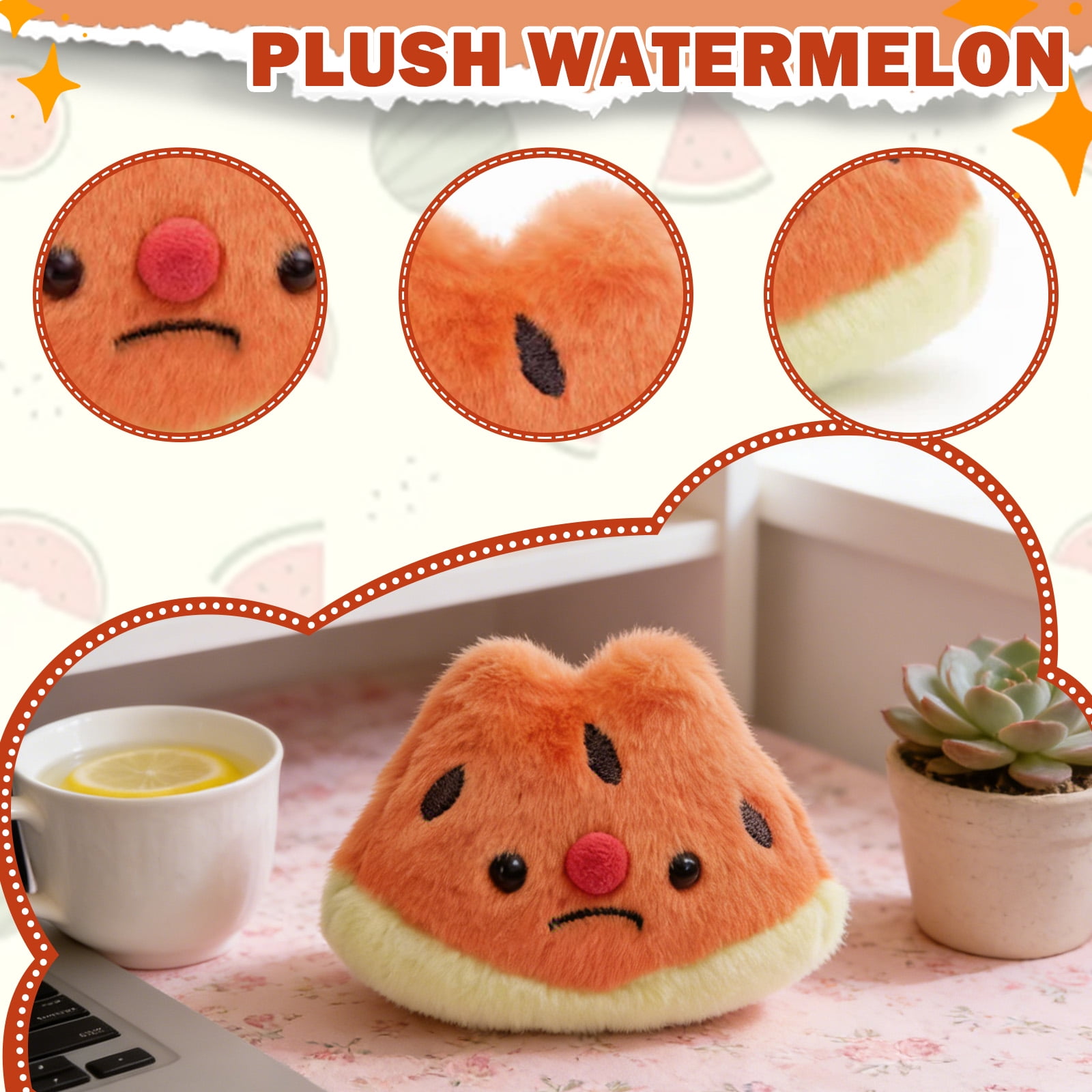 Forgotten Bitten Watermelon Slice--Collectible Plush for Kids and Adult ...