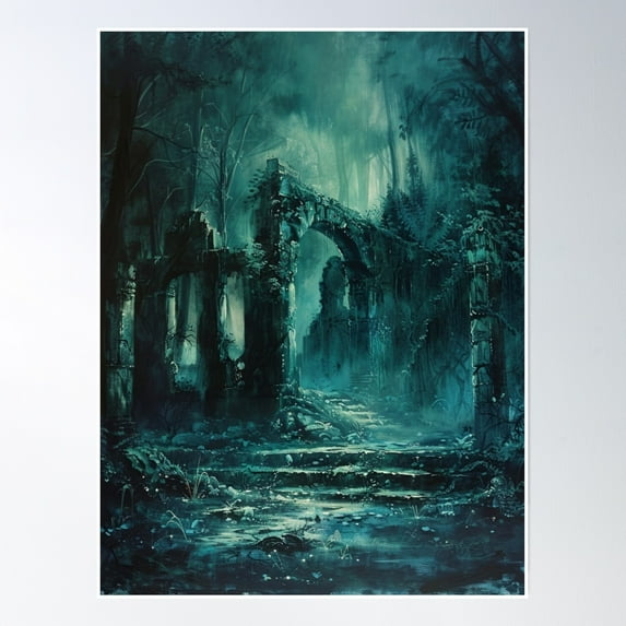 Forgotten Forest Ruins Poster Wall Art, Modern Wall Decor, 12x18 ...