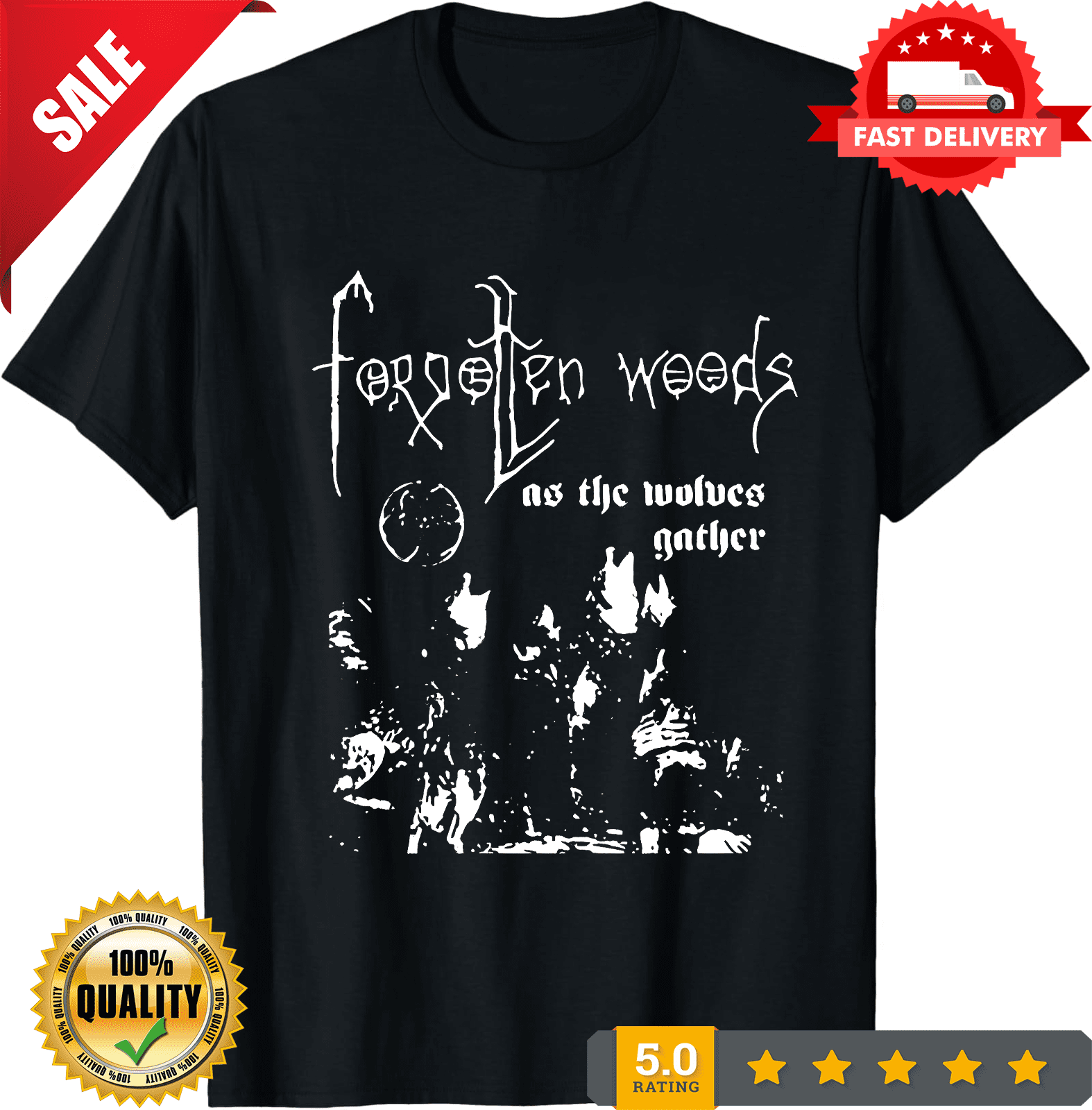 Forgotten Woods As the Wolves Gather Norway Black Music Logo T-Shirt S ...