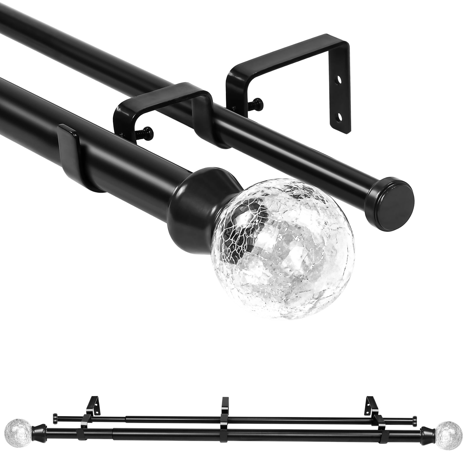 Forgrow 1 Inch Adjustable Crackle Glass Manhattan Finials Double ...