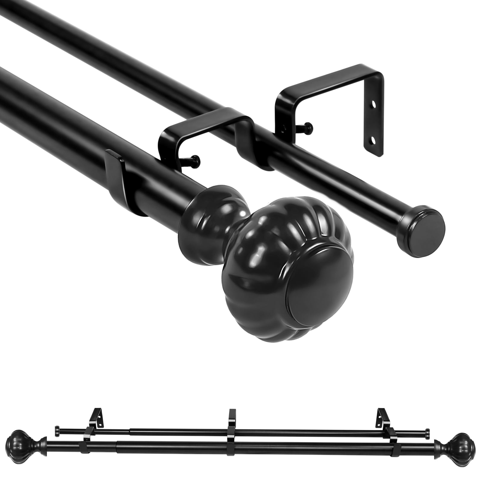 Forgrow 1 Inch Adjustable Door Knob Flat Button Finials Double Drapery ...