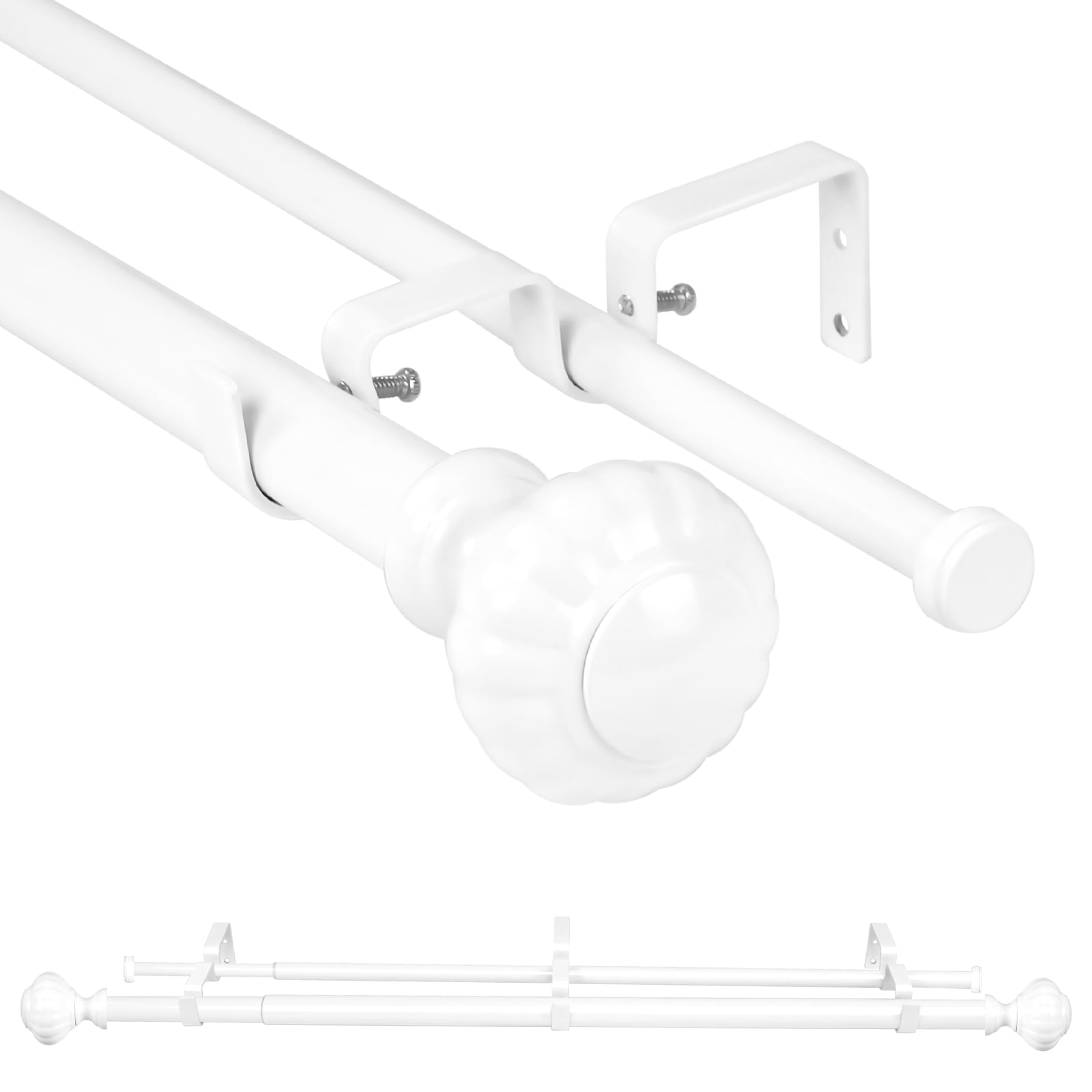 Forgrow 1 Inch Adjustable Cucurbit Finials Double Drapery Curtain ...