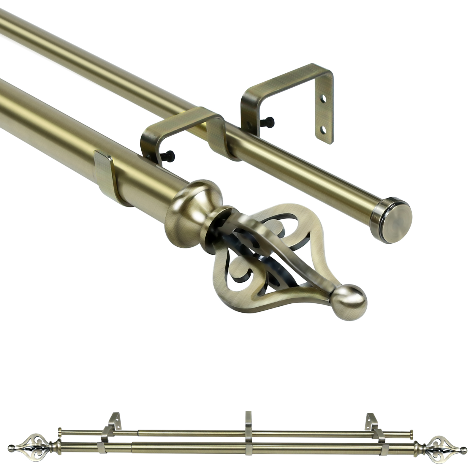 Forgrow 1 Inch Portia Manhattan Finials Double Drapery Curtain Window ...