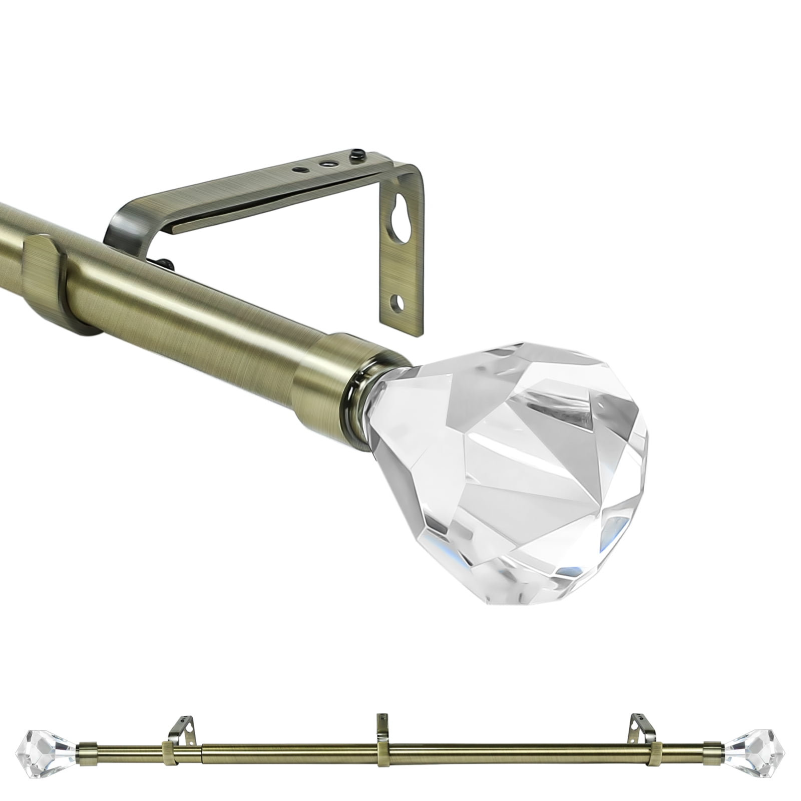 Forgrow 3/4 Inch Adjustable Acrylic Curtain Rod With Crystal Diamond ...