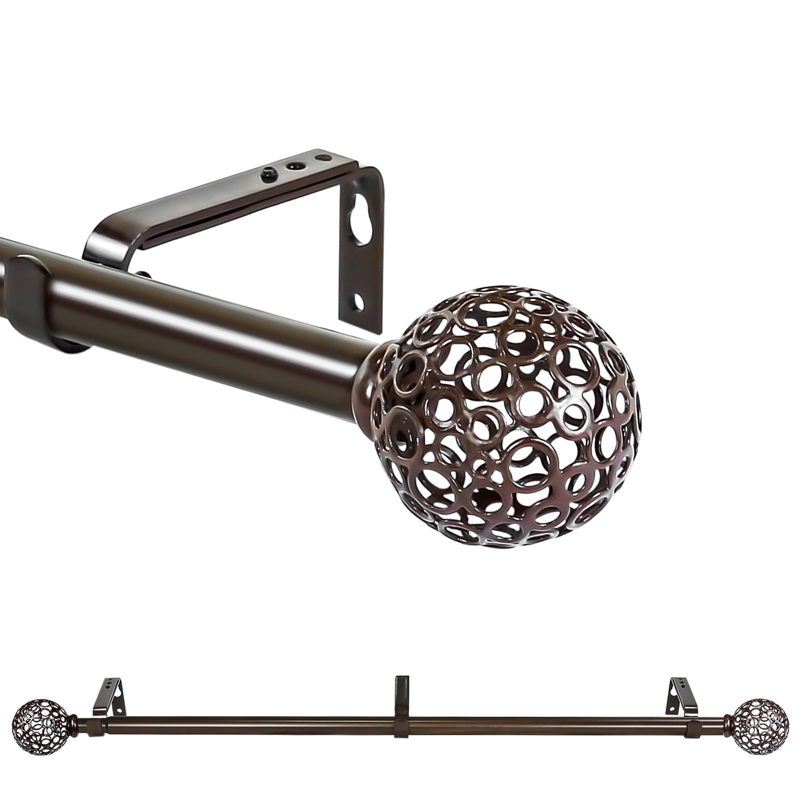 Forgrow 3/4 Inch Adjustable Splicing Curtain Rods Set with Ball Cage ...