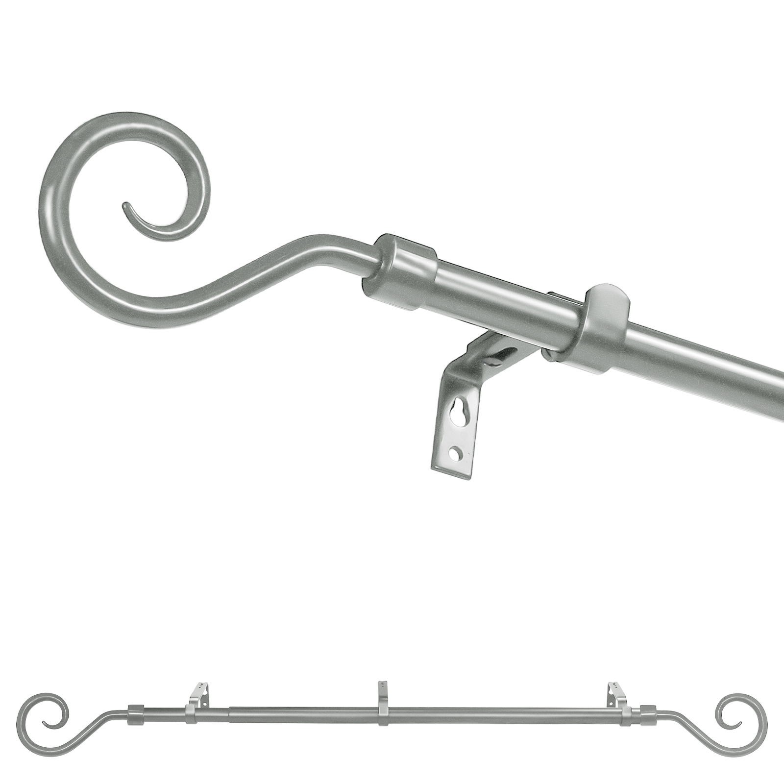 Forgrow 5/8" Adjustable Single Drapery Curtain Rod with Curve Around ...