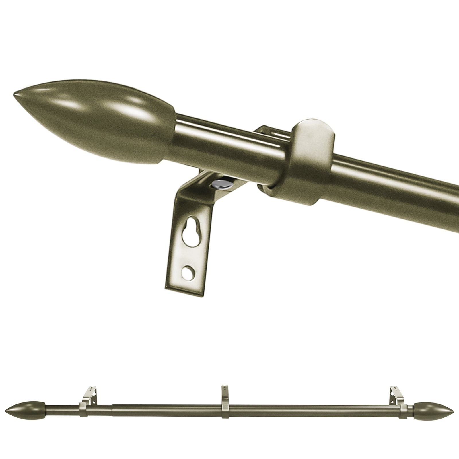 Forgrow 5/8" Diameter Adjustable Bullet Single Curtain Rod Set, Antique ...