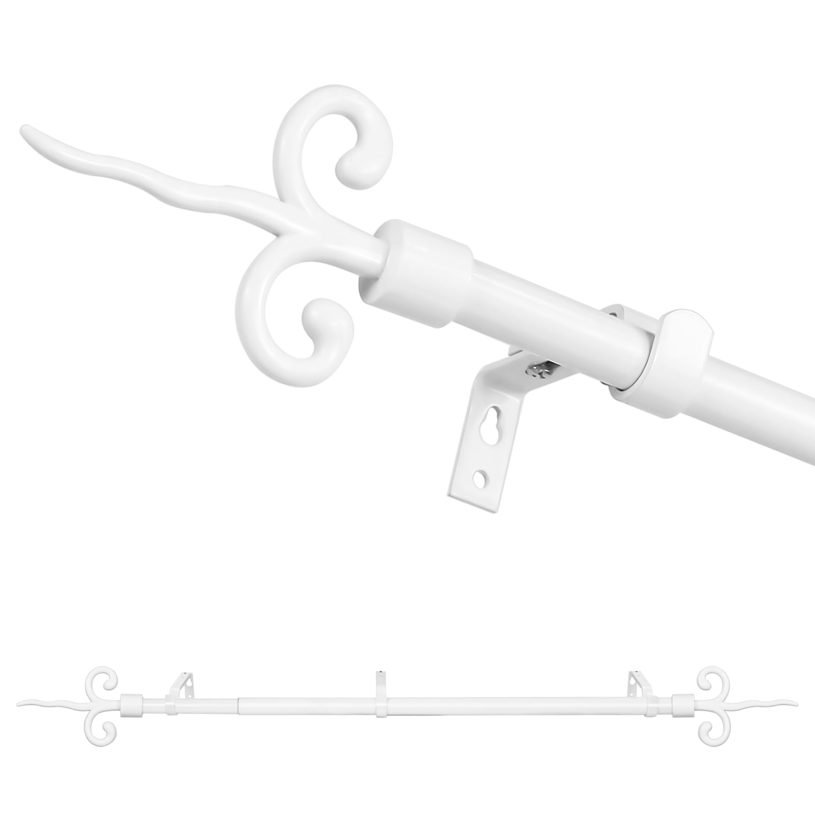 Forgrow 5/8 Inch Adjustable Single Curtain Drapery Rod Set with Pointed ...
