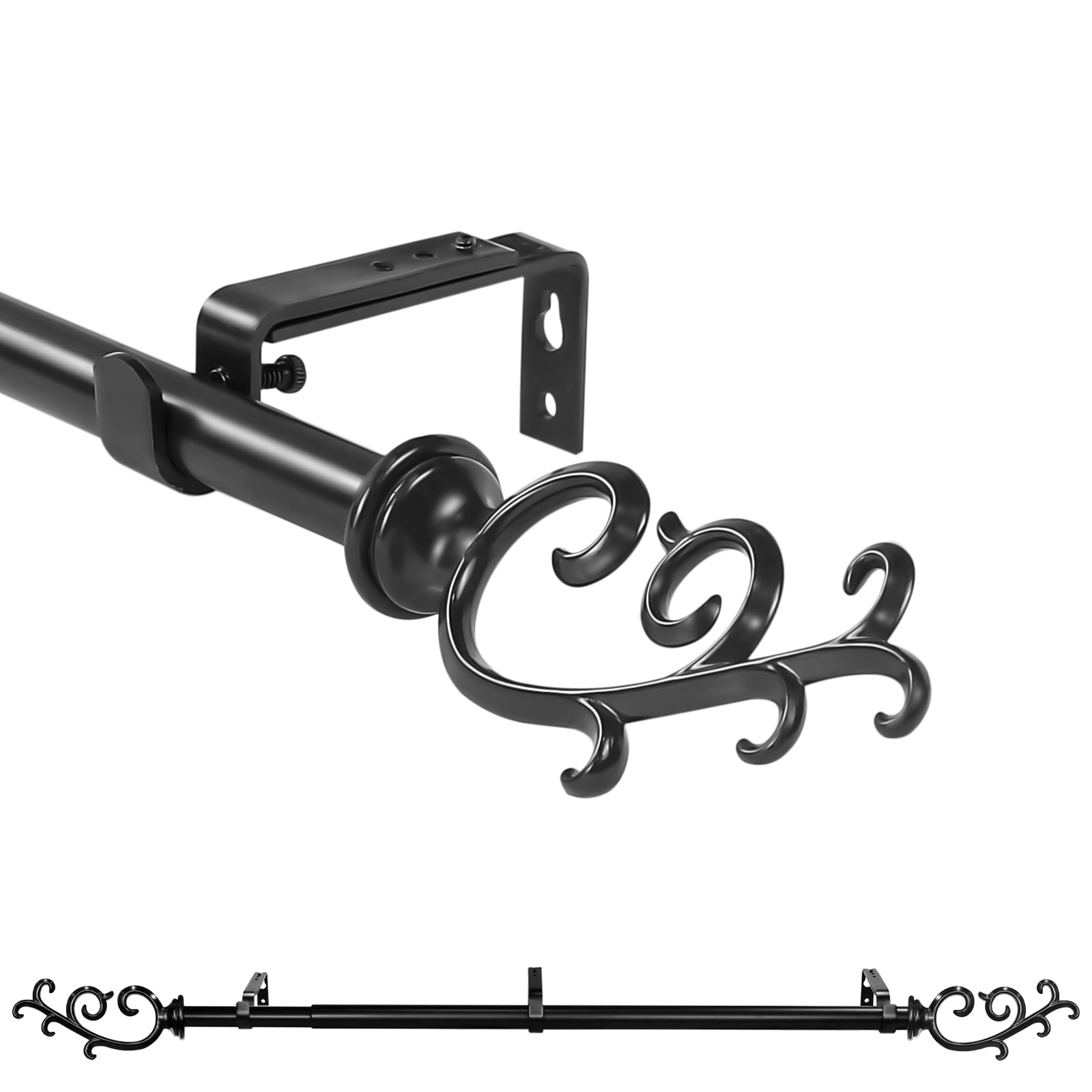 Forgrow 5/8 Inch Adjustable Single Drapery Curtain Rod Set with ...
