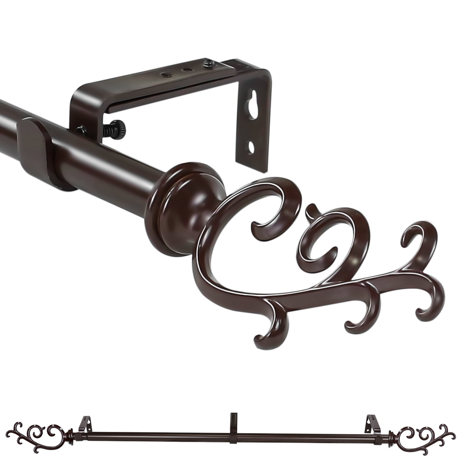 Forgrow 5/8 Inch Adjustable Single Drapery Curtain Rod Set with ...