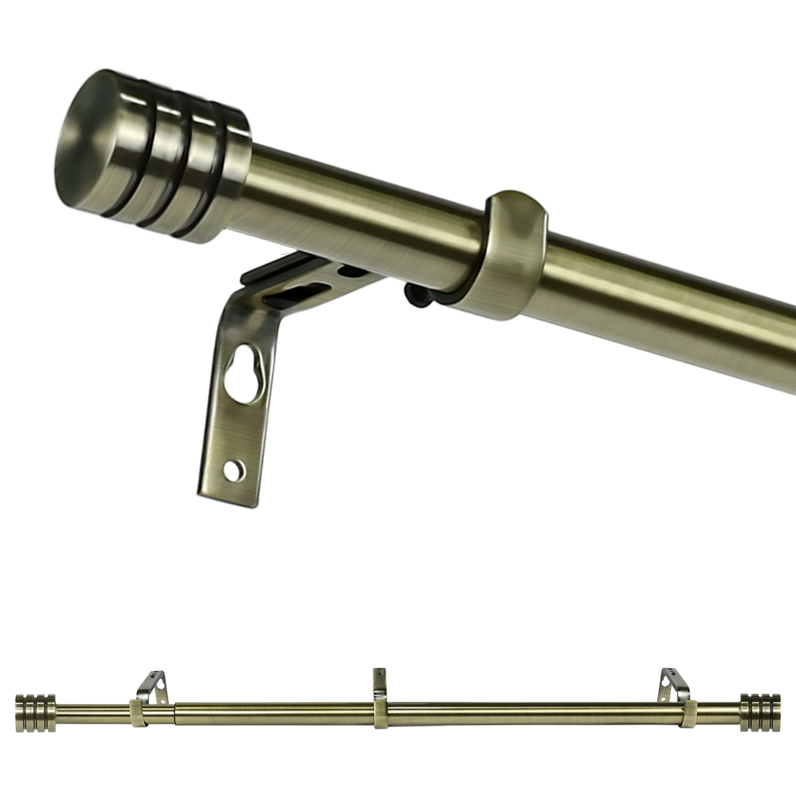 Forgrow 5/8 Inch Adjustable Single Drapery Rod with Cap Finials ...