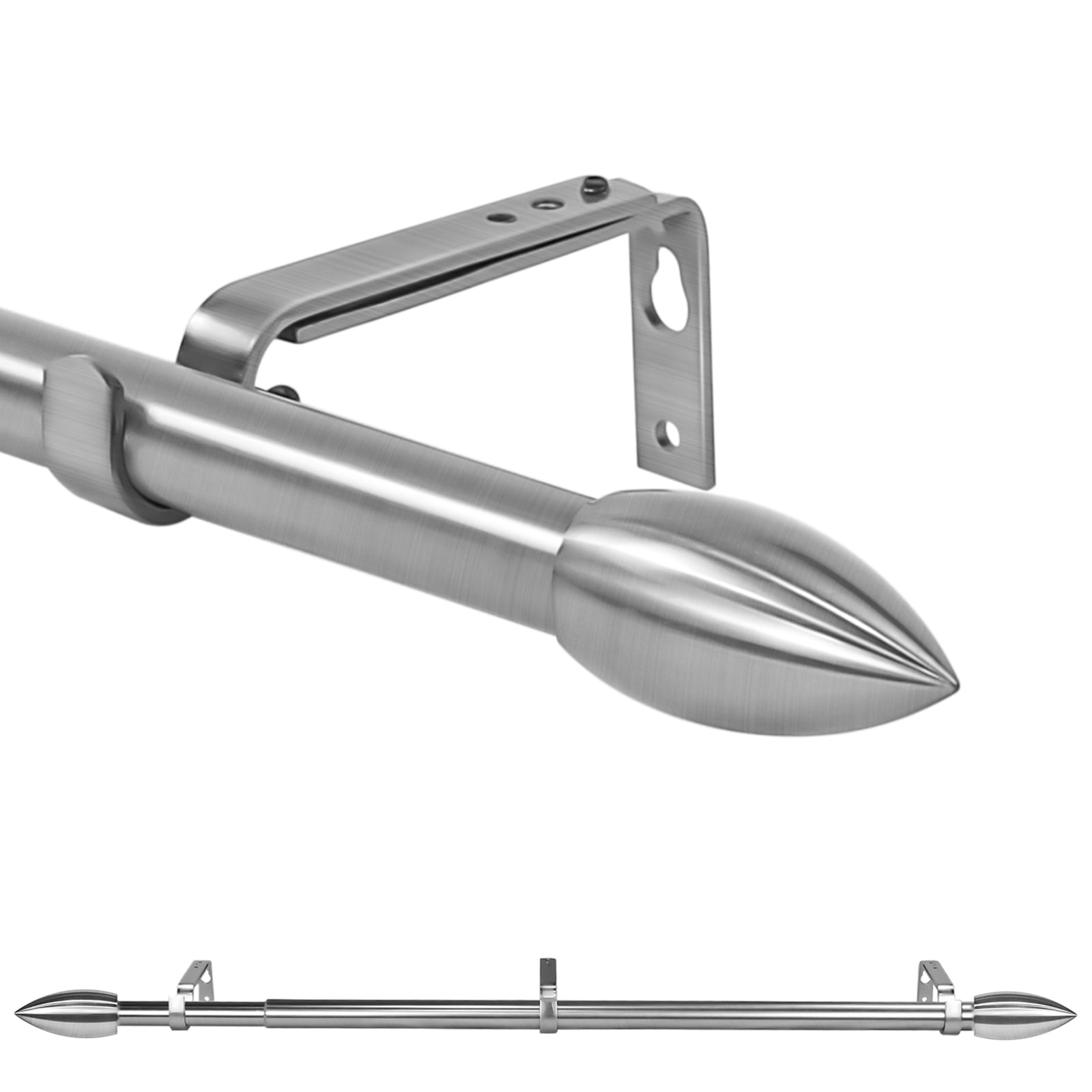 Forgrow 5/8 Inch Diameter Adjustable Bullet Single Curtain Rod Set ...