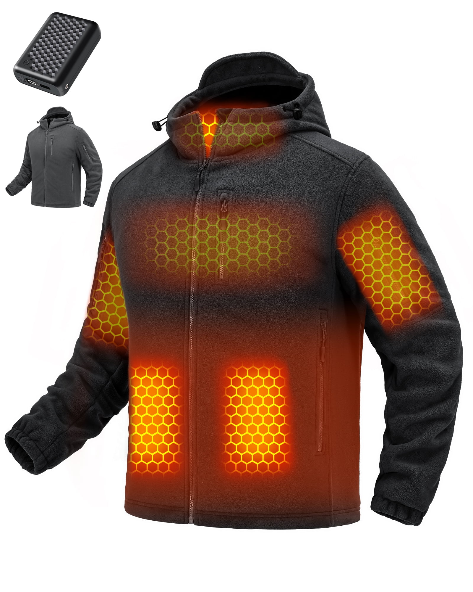 Forievic Graphene Heated Jacket for Men Heat Up to 20HRS 2V Fast Charge ...