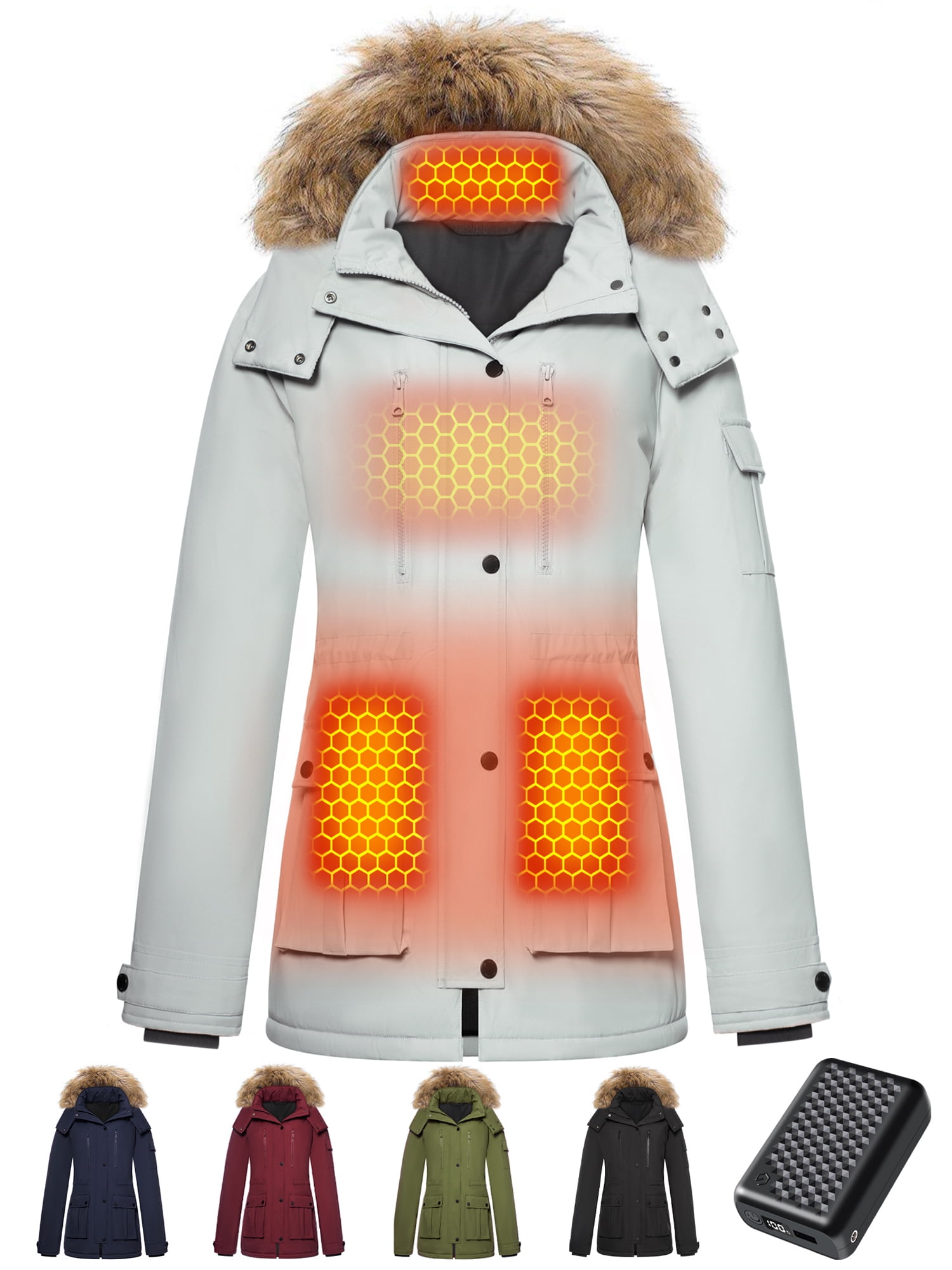 Forievic Graphene Heated Jacket for Women, Large Capacity Battery Pack, Waterproof, Windproof ...